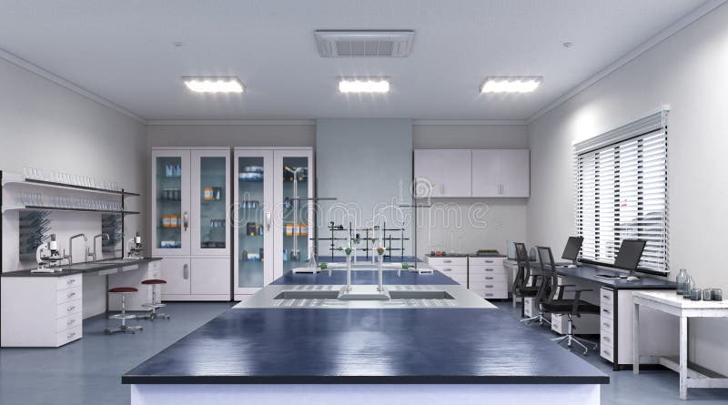 Interior of Laboratory Workplace. Stock Illustration - Illustration of ...