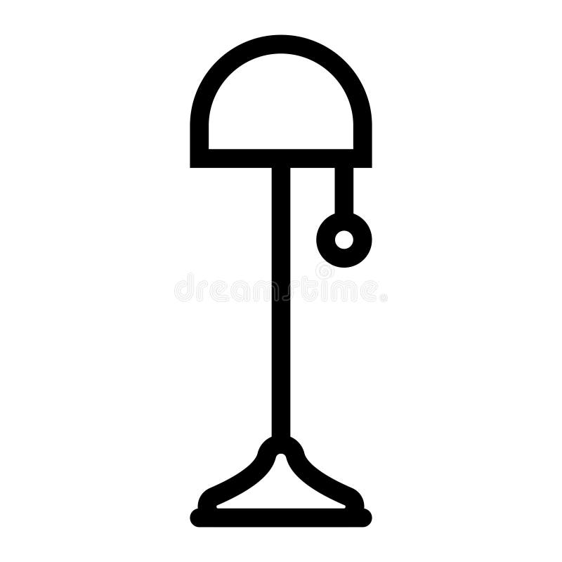 Interior Lamp Icon Line Isolated on White Background. Black Flat Thin ...