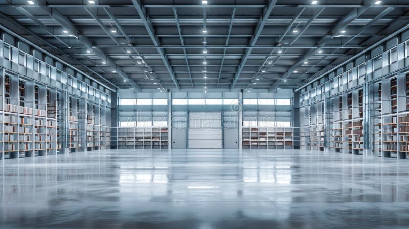 Interior of a Large Distribution Warehouse Stock Illustration ...