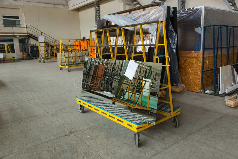 Interior of a Large Glass and Mirror Cutting Factory Stock Photo ...