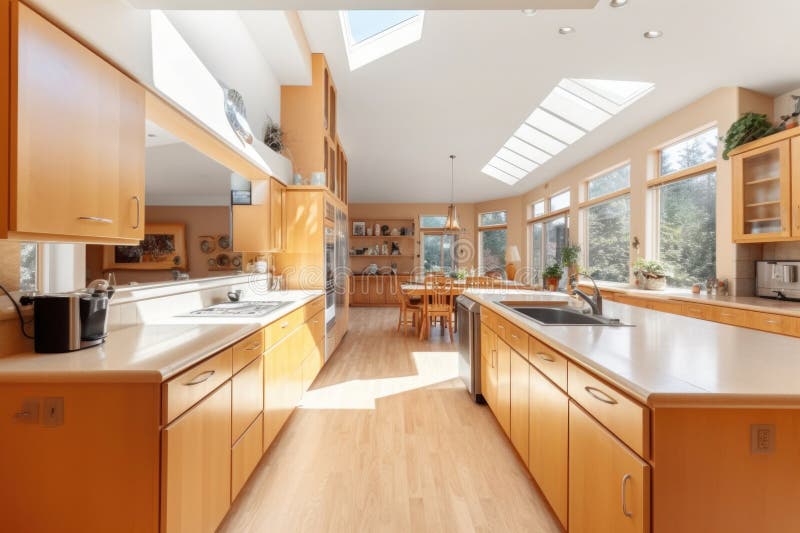 The Interior of a Large Modern Bright Kitchen with a High Ceiling and ...