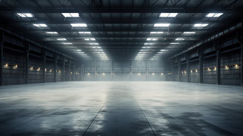 The Interior of a Large Modern Empty Industrial Warehouse Stock ...