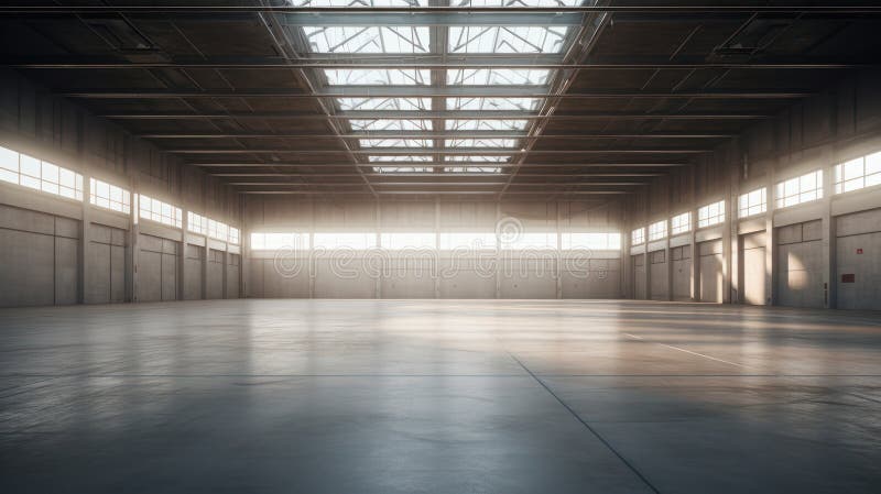 The Interior of a Large Modern Empty Industrial Warehouse Stock ...
