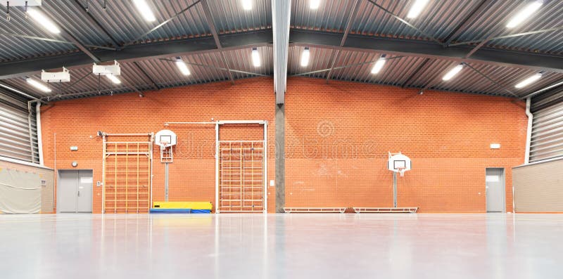 Interior of a Large School Gym Hall Stock Photo - Image of floor, roof ...
