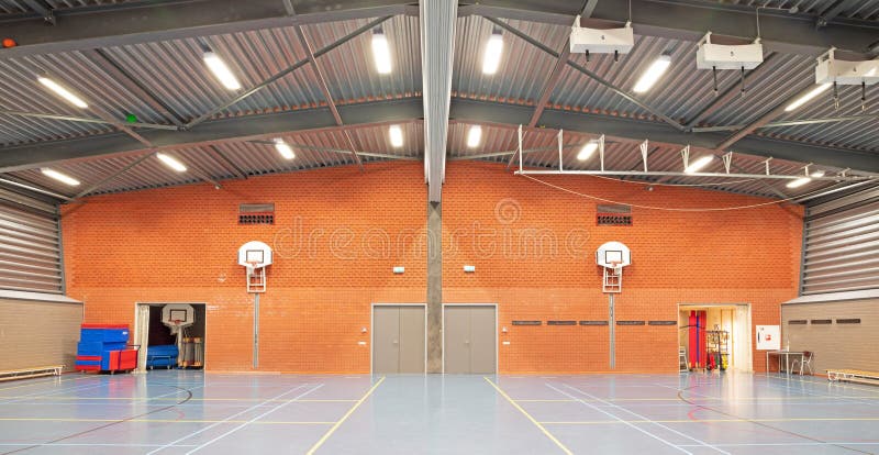 Interior of a Large School Gym Hall Stock Image - Image of school ...
