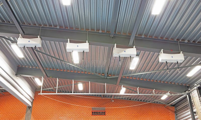 Interior of a Large School Gym Hall Stock Image - Image of class, roof ...