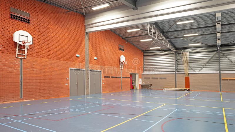 Interior of a Large School Gym Hall Stock Image - Image of sport ...