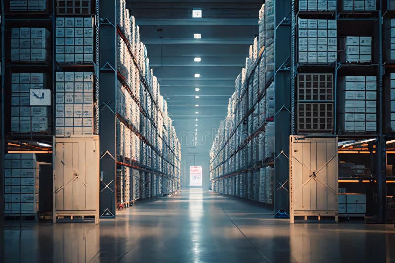 The Interior of the Large Storage Room with Shelves, Racks, and ...