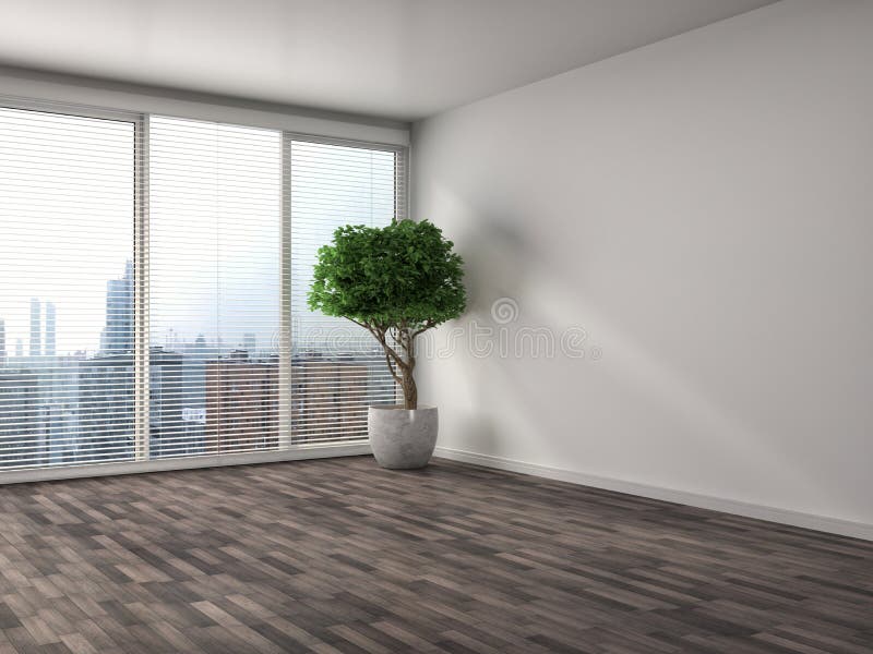 Interior with Large Window. 3d Illustration Stock Illustration ...