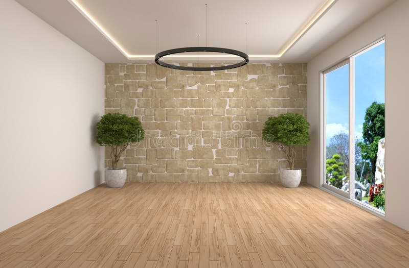 Interior with Large Window. 3d Illustration Stock Illustration ...