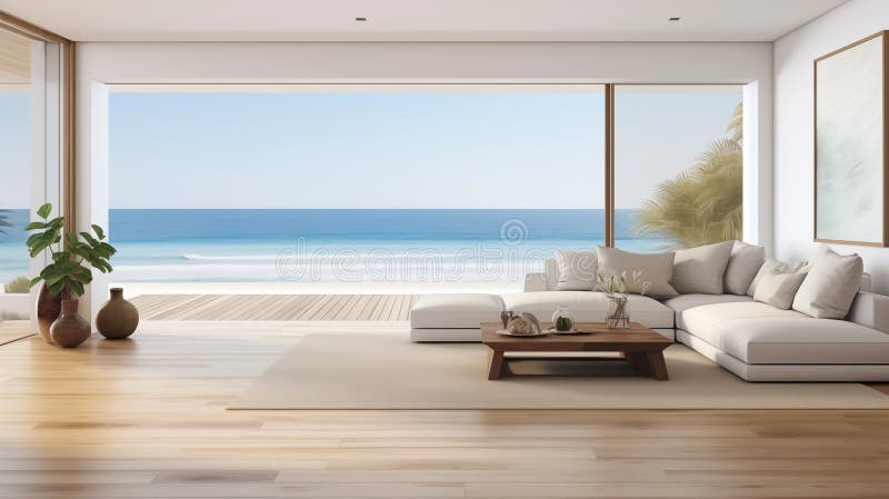 Interior with Large Window Sea View Stock Image - Image of indoor ...