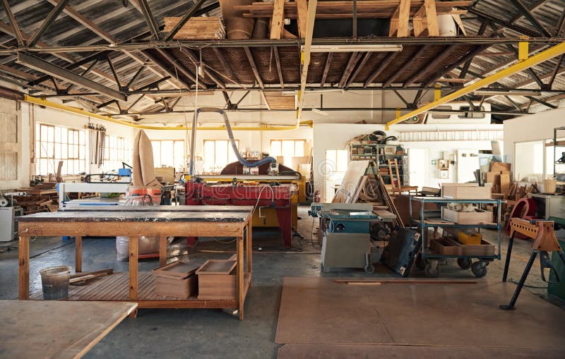 Interior of Tools and Machinery in a Woodworking Shop Stock Image ...