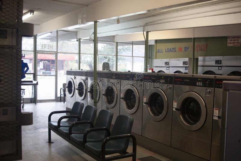 Interior of a Laundry Mat Facility. Stock Image - Image of washing ...