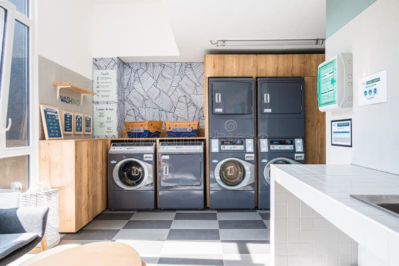 Modern Laundry Room with Washing Machine, Small Bathroom Laundry at ...