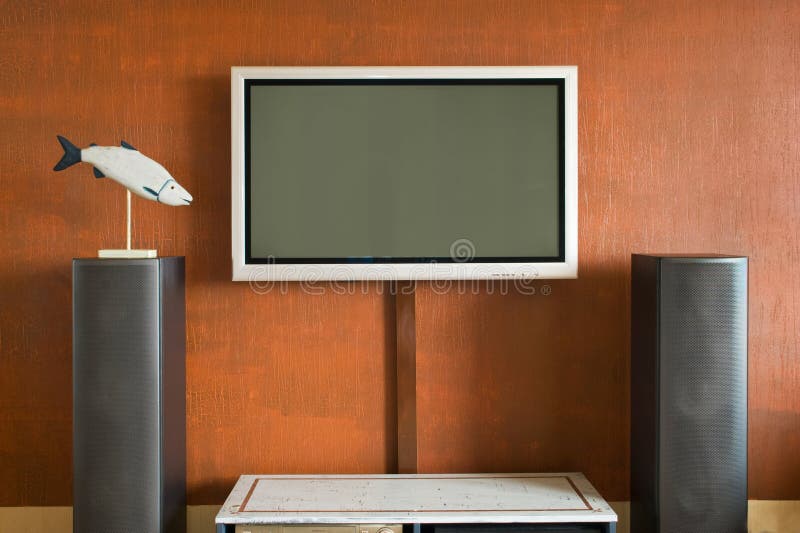 Interior with LCD Television Set Stock Image - Image of widescreen ...