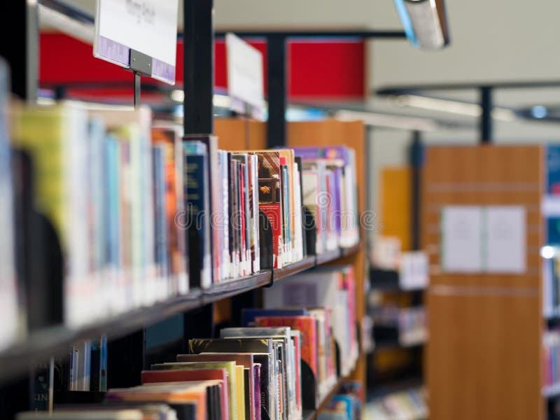 Interior of Library with Book Shelves Stock Photo - Image of study ...