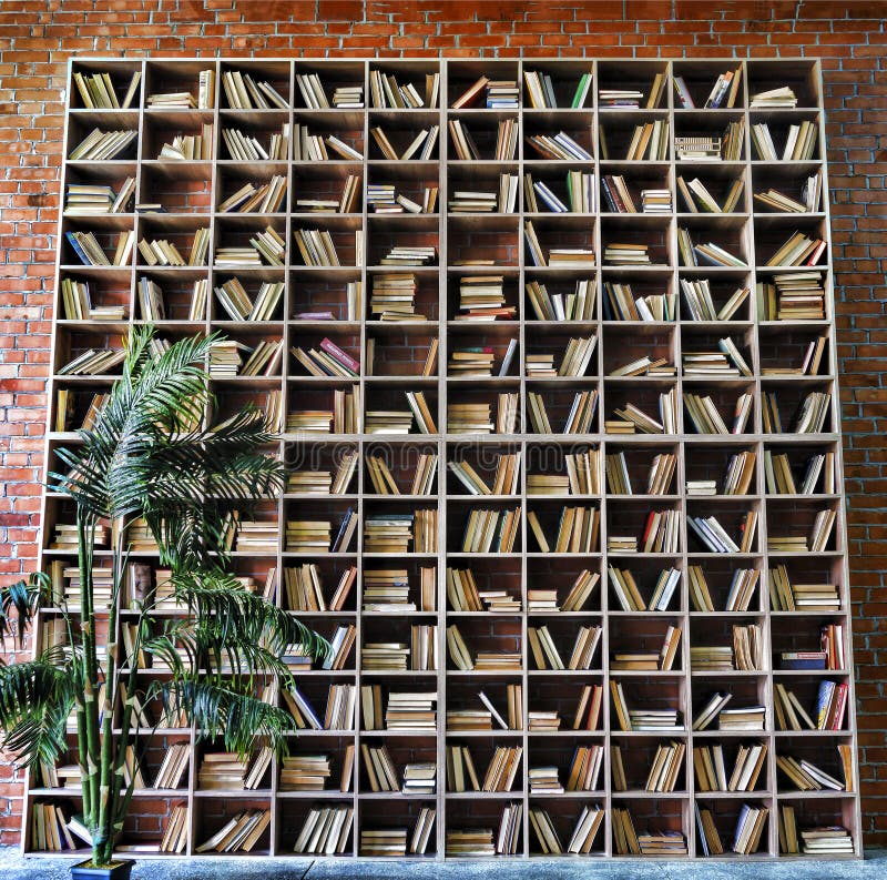 Red Brick Library Bookshelf Books Reading Education Knowledge Stock ...