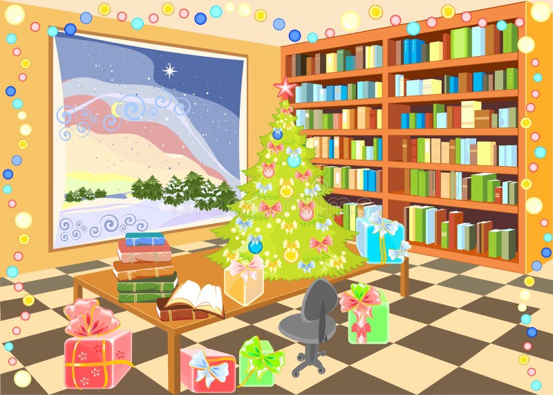 Christmas Library Background Stock Illustrations – 614 Christmas ...
