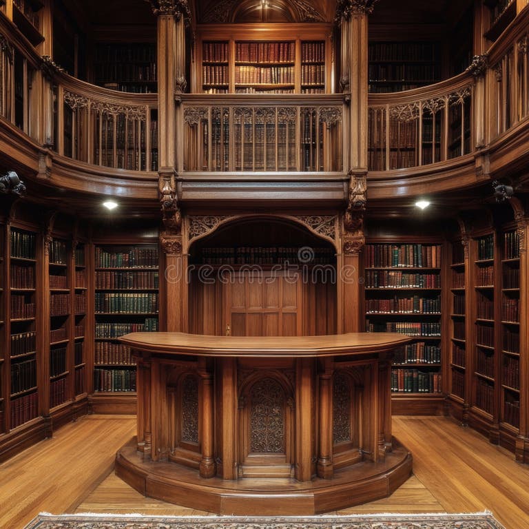 Interior of the Library. 3D Rendering with Clipping Path Stock ...