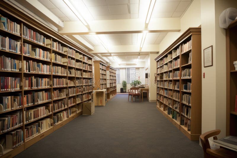 Interior of Library, with Shelves and Books in View, Providing a Calm ...