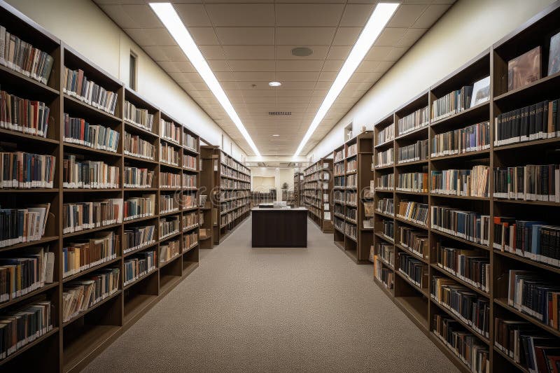 Interior of Library, with Shelves and Books in View, Providing a Calm ...