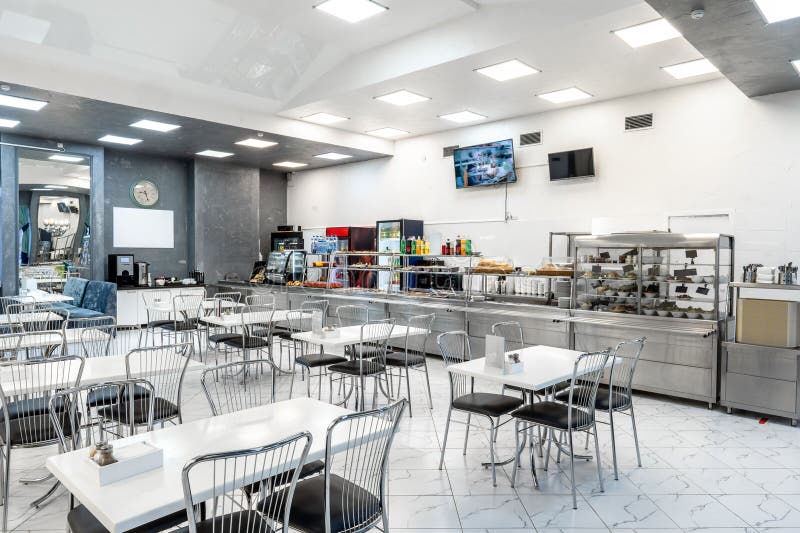 Interior of Light Colored Canteen at the Business Center Editorial ...