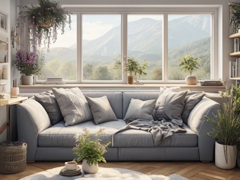 Interior of Light Cozy Modern Living Room Stock Image - Image of ...