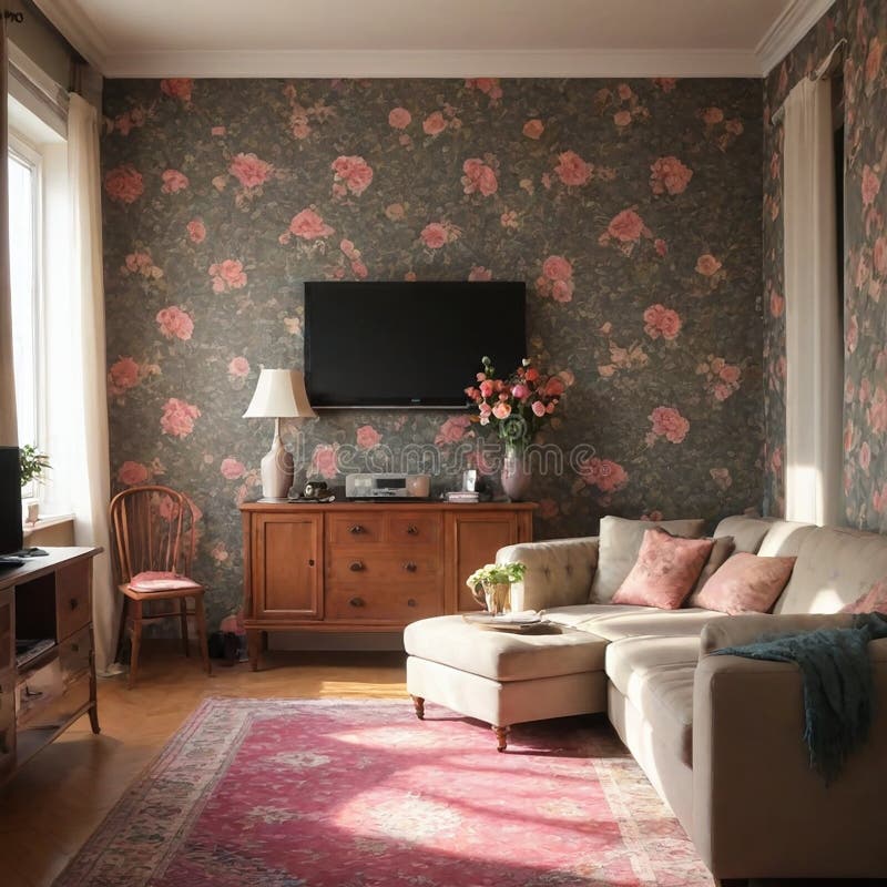 Interior of Light Living Room with Grey Sofas, Window and Houseplant Stock Illustration ...