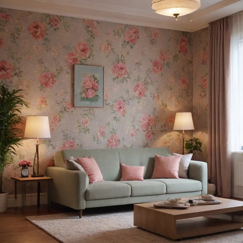 Interior of Light Living Room with Grey Sofas, Window and Houseplant Stock Illustration ...