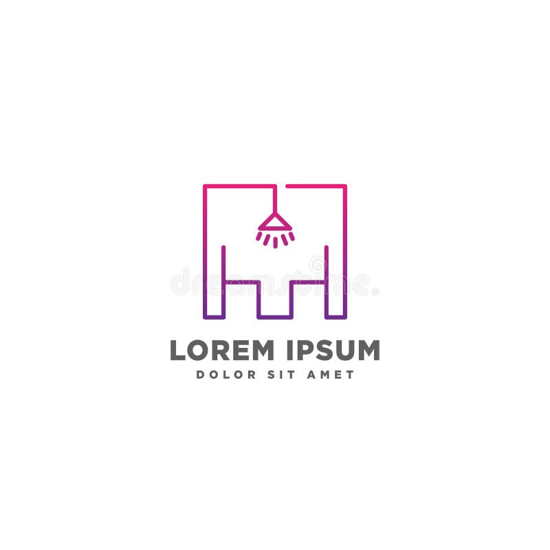 Interior Light Logo Design with Line Style Vector Illustration Stock ...