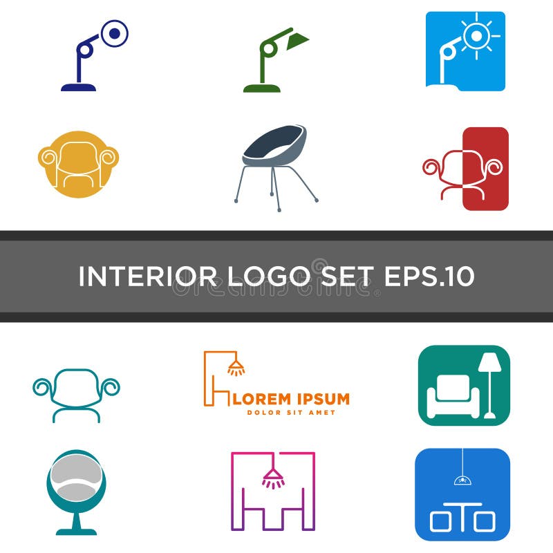 Interior Light Logo Design with Line Style Vector Illustration Stock ...