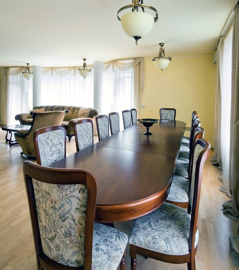 Interior of Living Room with Big Table Stock Image - Image of table ...