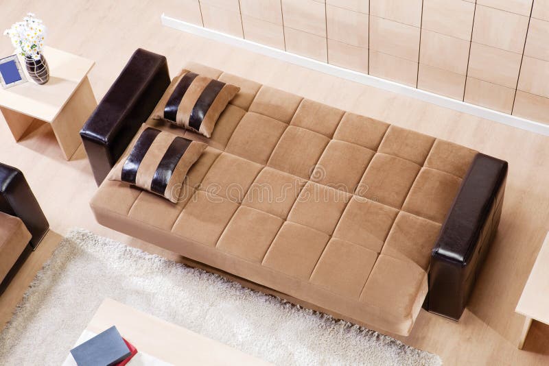 Sofa open top view stock image. Image of indoors, cushioned - 114632251