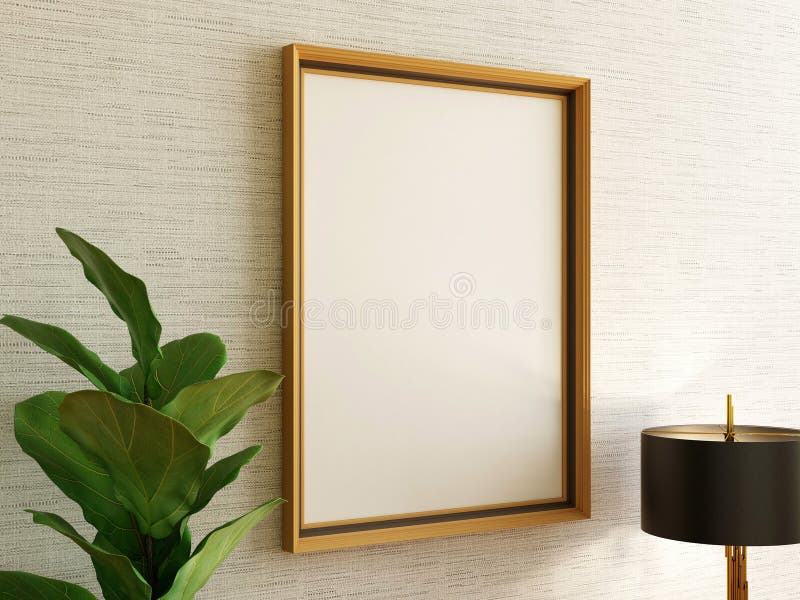 Interior Living Room Photo Frame Realistic Mockup. 3D Rendering, 3D ...