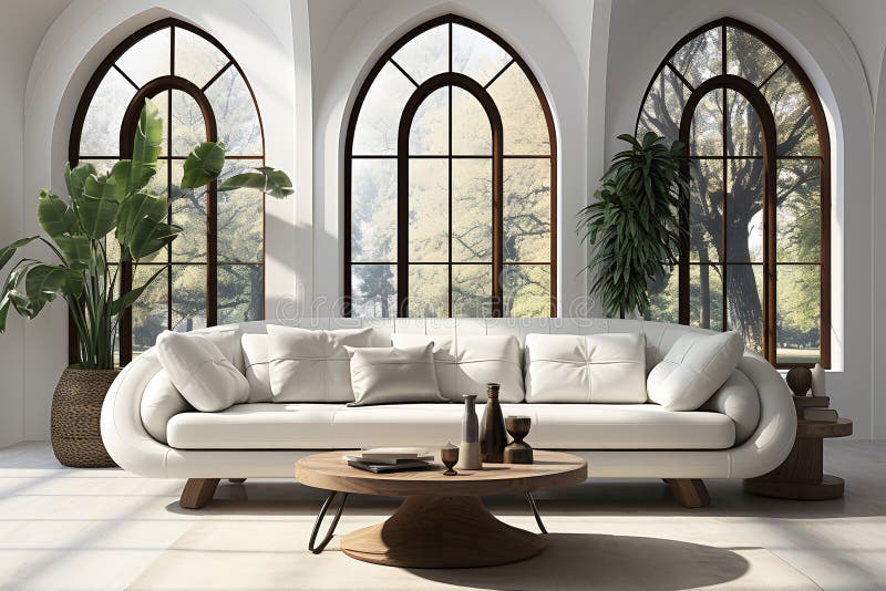 Interior of the Living Room with a White Sofa, a Coffee Table and a ...