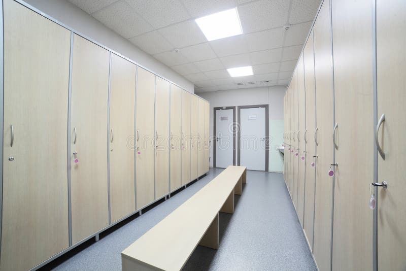 Interior of a Locker or Changing Room Stock Image - Image of door ...
