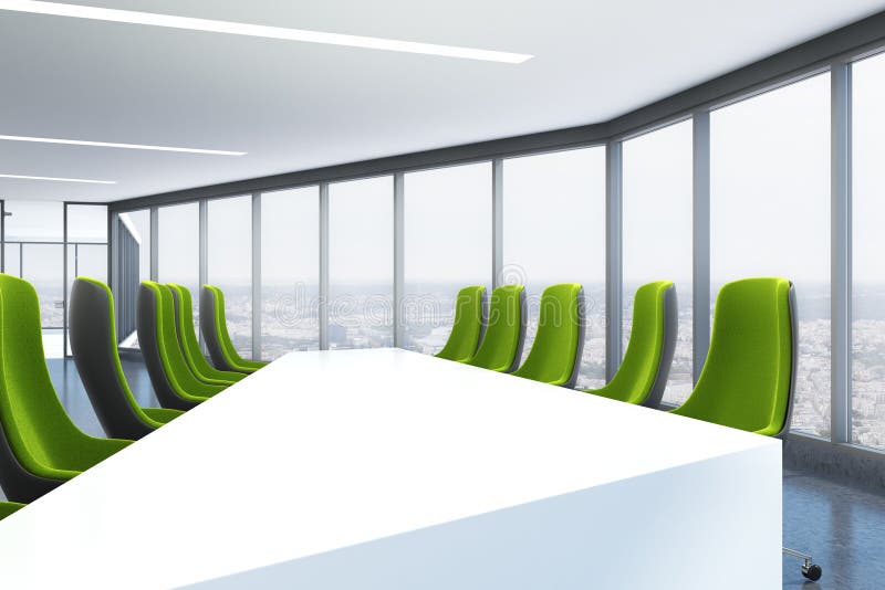 Triangular Table Meeting Room, Green Chairs Stock Illustration ...