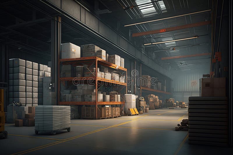 Interior of Logistic Center S Warehouse. Generative AI Stock ...