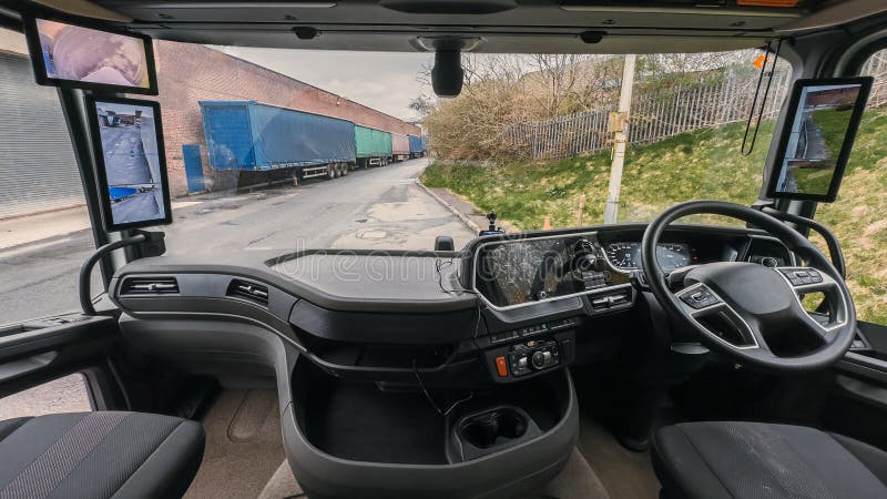 Interior of a Lorry Cabin: Seat, Wheel Dashboard Stock Photo - Image of ...