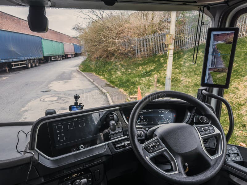 Interior of a Lorry Cabin: Seat, Wheel Dashboard Stock Photo - Image of ...