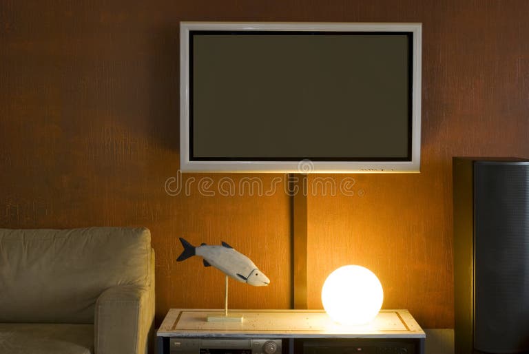 Interior with LSD Television Set Stock Image - Image of television ...