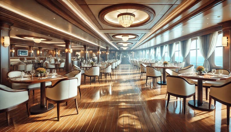 Luxurious Cruise Ship S Grand Dining Area Stock Illustration ...