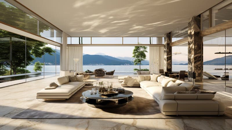 The Interior of a Luxurious Villa with an Open-concept Design Stock ...