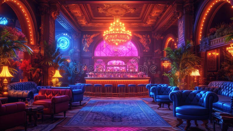 Interior of luxury bar stock illustration. Illustration of life - 306402960