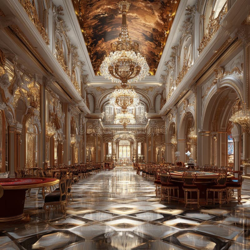 Interior of a Luxury Baroque Palace. 3D Rendering Stock Illustration ...