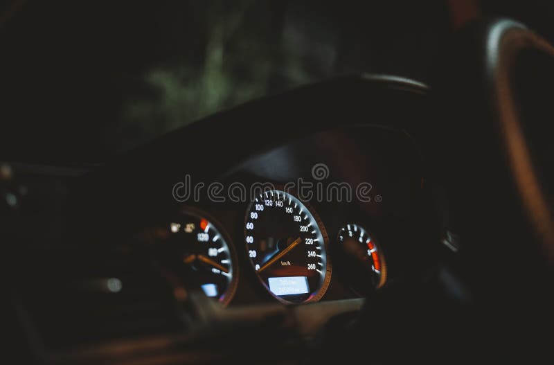 Interior of a Luxury Car at Night Stock Photo - Image of dark ...