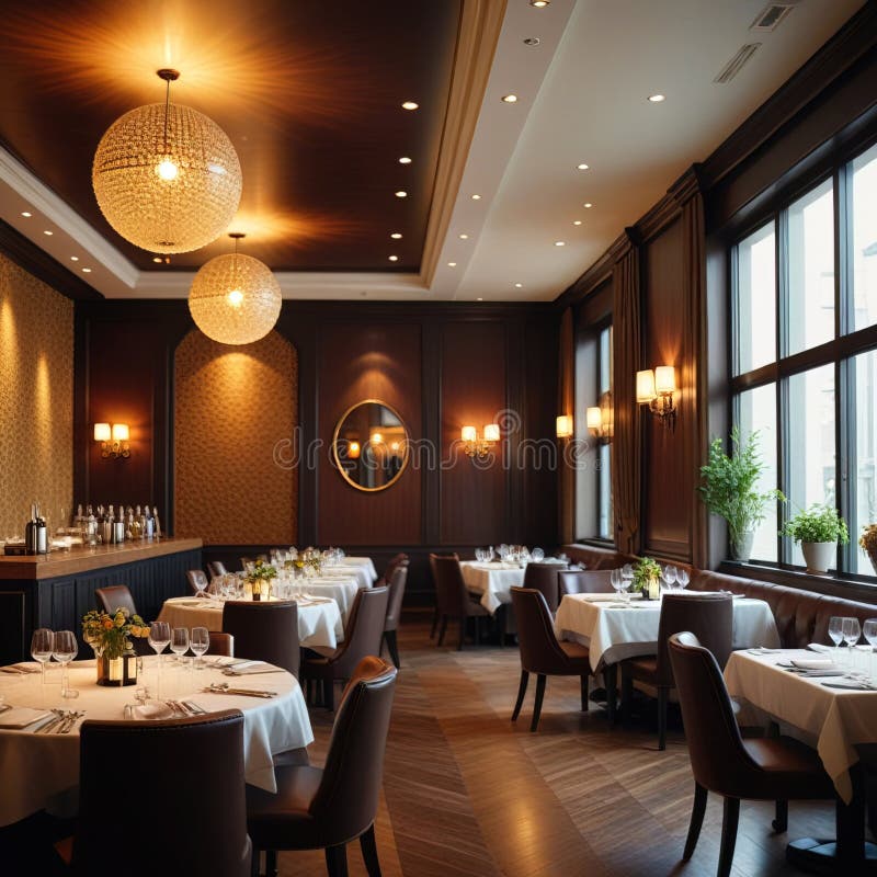 Interior of Luxury Elegant Modern Fine Dining Restaurant Stock ...