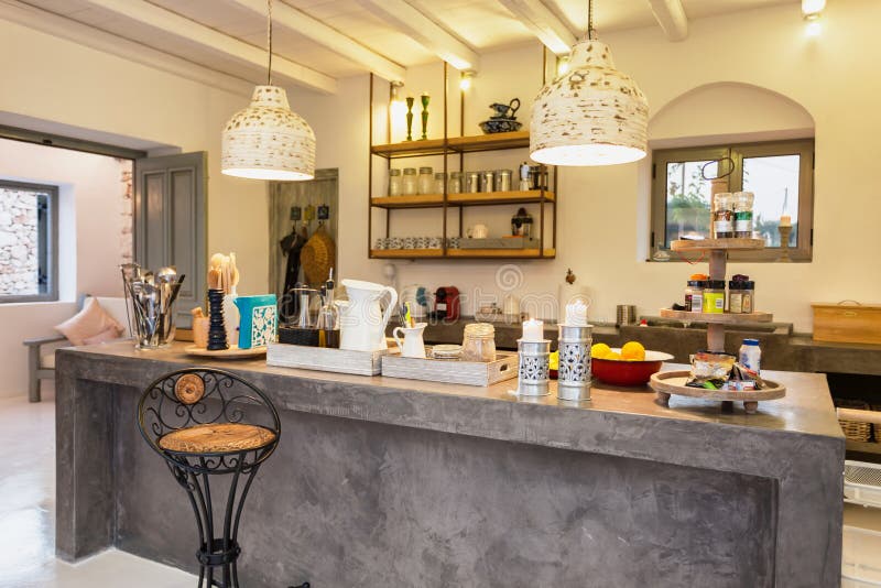 Interior of a Luxury Kitchen Stock Photo - Image of design, furniture ...