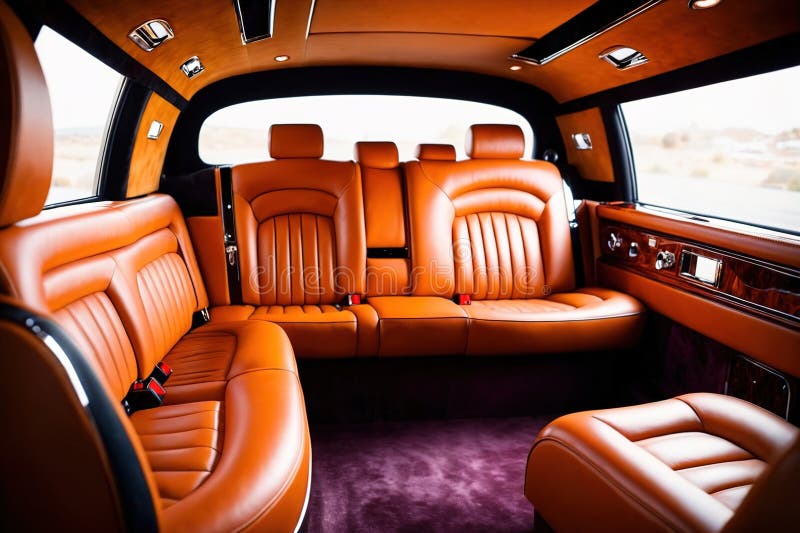 Interior of Luxury Limousine with Elegant Leather Seats Stock ...