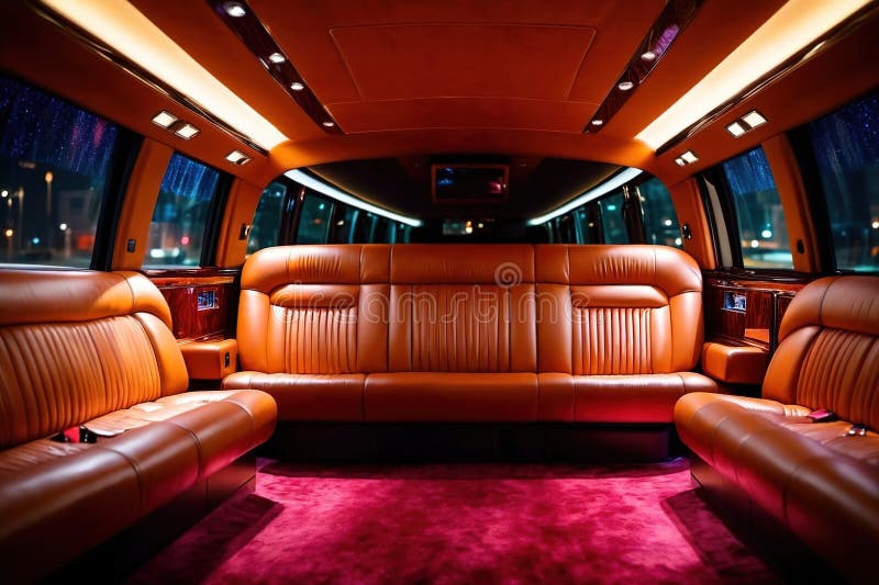 Interior of Luxury Limousine with Elegant Leather Seats Stock ...